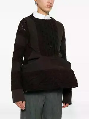 Sacai Cable-knit Panelled Sweater