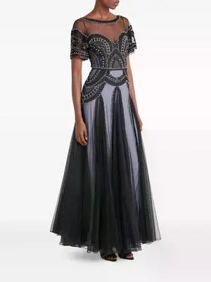 TEMPERLEY LONDON Camile Embroidered Pleated Gown