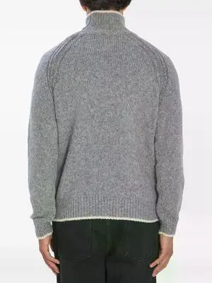 Moncler High-neck Sweater With Logo Patch - Grey