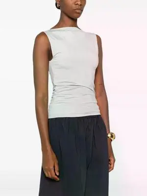 ST. AGNI Boat-neck Jersey Top - Grey