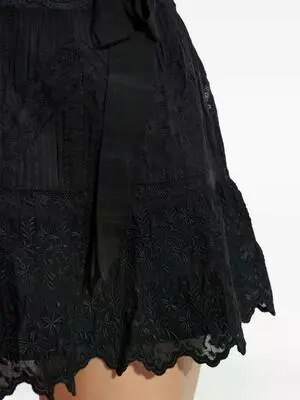 LoveShackFancy Embroidered Ruffled Skirt