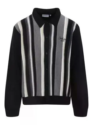 Carhartt Work In Progress Bainter Striped Polo-neck Cardigan - Black