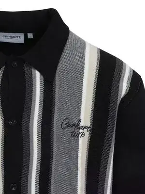 Carhartt Work In Progress Bainter Striped Polo-neck Cardigan - Black