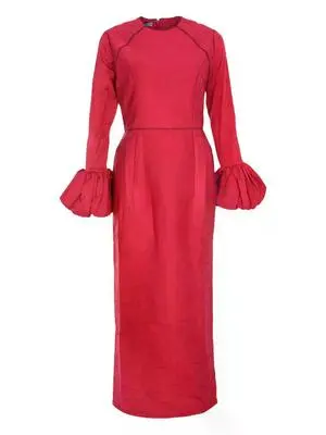 BARUNI Talia Ruffle-cuffs Maxi Dress - Red