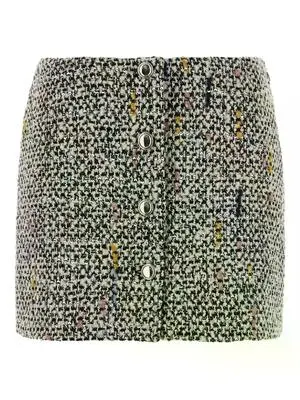 Alessandra Rich Tweed Sequinned Mini Skirt - Neutrals