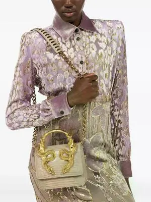 Roberto Cavalli Snake-embellished Shoulder Bag - Neutrals