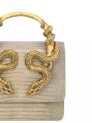 Roberto Cavalli Snake-embellished Shoulder Bag - Neutrals