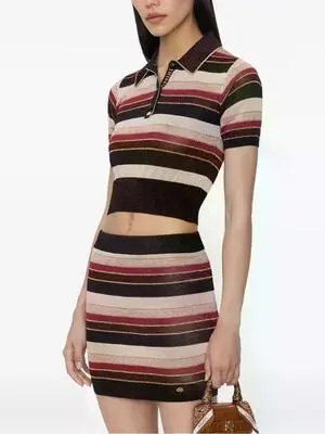 Amiri Striped Polo Top - Red