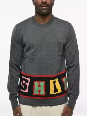 Comme Des Garçons Block-letter Knit Sweater - Grey