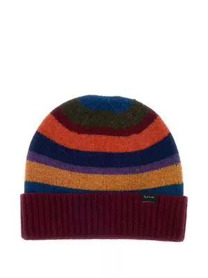 Paul Smith Striped Wool Beanie - Red