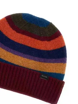 Paul Smith Striped Wool Beanie - Red