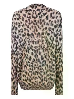 LANEUS Leopard-print Button-up Cardigan