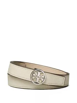 Tory Burch Miller Double-Wrap Leather Belt White