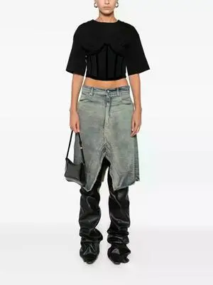 HAMZA Velvet-paneled Cropped Top