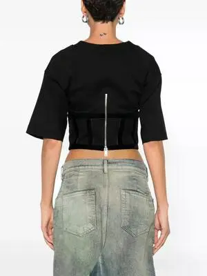 HAMZA Velvet-paneled Cropped Top