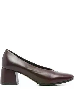 LORENA PAGGI Block-heel Leather Pumps - Brown