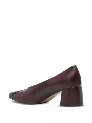 LORENA PAGGI Block-heel Leather Pumps - Brown