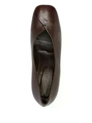 LORENA PAGGI Block-heel Leather Pumps - Brown