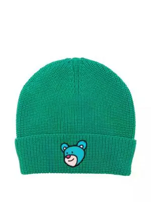 INBETWEENERS Ribbed Beanie With Teddy Bear Embroidery - Green