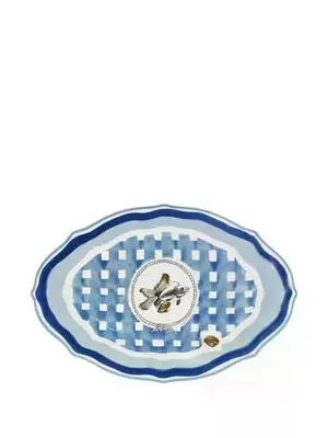 BACI MILANO Fish-illustration Oval Platter - Blue