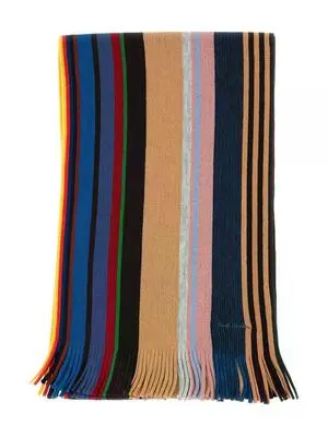 Paul Smith Signature-stripe Fringed Scarf Beige