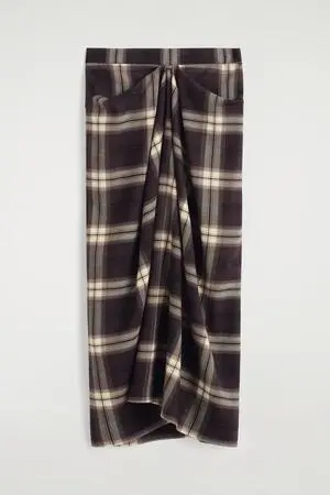 Cos Draped Checked Midi Skirt
