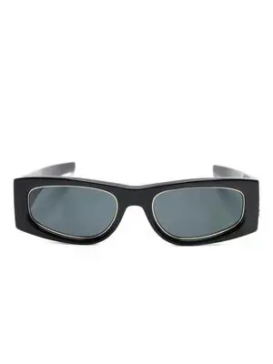 Saint Laurent Logo-detail Rectangle Sunglasses - Black