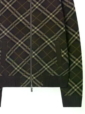 Burberry Check-pattern Wool-cashmere Blend Bomber Jacket - Brown