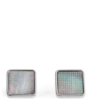 BABETTE WASSERMAN LONDON Mother-of-pearl Herringbone Cufflinks - Silver
