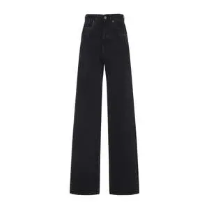 Saint Laurent V Waist Baggy Jeans - Black