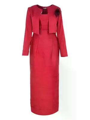 BARUNI Feather-embellishment Maxi Dress - Red