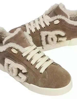 Dolce & Gabbana Portofino Suede Sneakers With Shearling Lining