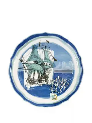 BACI MILANO Ship-design Scalloped Plate - Blue