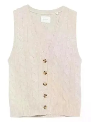 DÔEN Cable-knit Button Vest - Neutrals