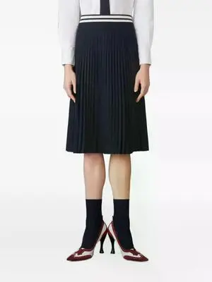 Thom Browne Striped Pleated Midi Skirt