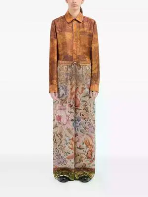 PIERRE-LOUIS MASCIA Floral-tapestry Wide Leg Trousers - Neutrals