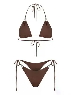 KOROBEYNIKOV Ring Detail Triangle Bikini - Brown