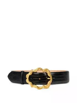 Roberto Cavalli Snake Buckle Leather Belt - Black