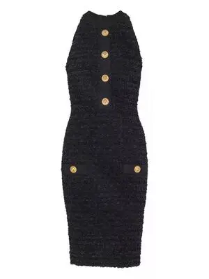 Balmain Buttoned-pocket Tweed Mini Dress