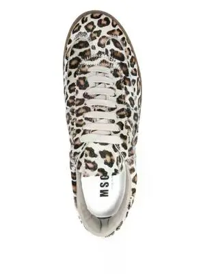 MSGM Leopard-print Calf-leather Sneakers