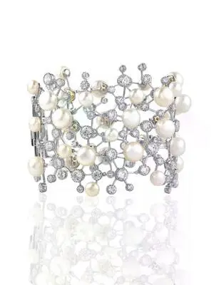 ANABELA CHAN Rhodium Vermeil Constellation Pearl And Diamond Bracelet