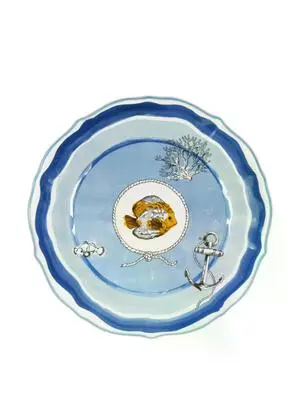 BACI MILANO Scalloped-edge Fish Plate - Blue