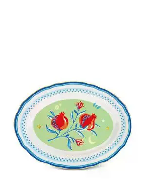 BACI MILANO Mamma Mia Pomegranate-print Oval Platter - White