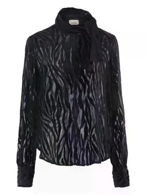 Isabel Marant Zebra-pattern Tie-neck Shirt