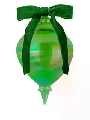 BACI MILANO Iridescent Textured-bow Ornament - Green