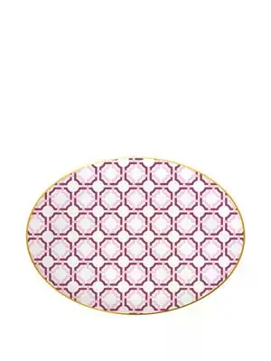 BACI MILANO Firenze Geometric-pattern Oval Platter - White