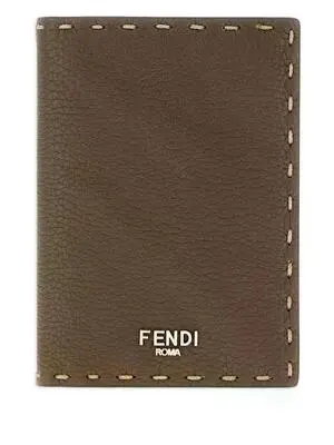 Fendi Selleria Leather-trimmed Cardholder - Brown