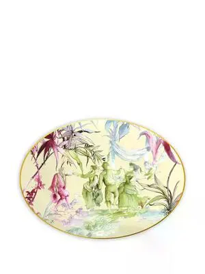 BACI MILANO Firenze Oval-frame Pastoral-scene Plate - Yellow