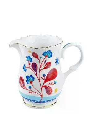 BACI MILANO Floral-patterned Porcelain Jug - White