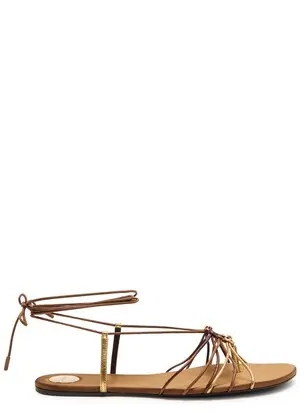 Saint Laurent Bridget Strappy Satin Sandals - Brown